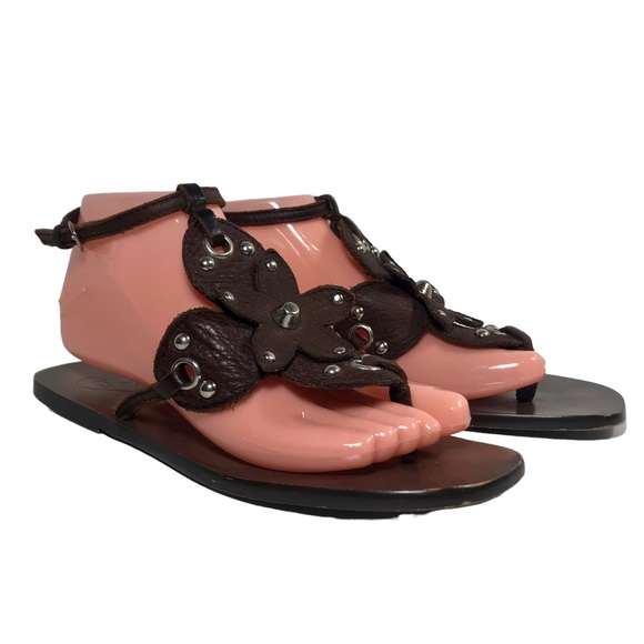 JC | Shoes | Jc Devon Brown Leather Strap Thong Sandals With Leather ...